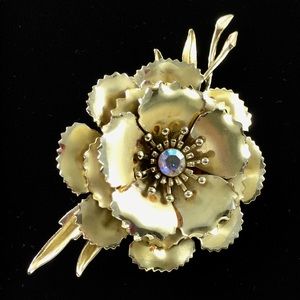 Coro | Jewelry | Statement Vintage Coro Pin Brooch Gold Flower Ab ...